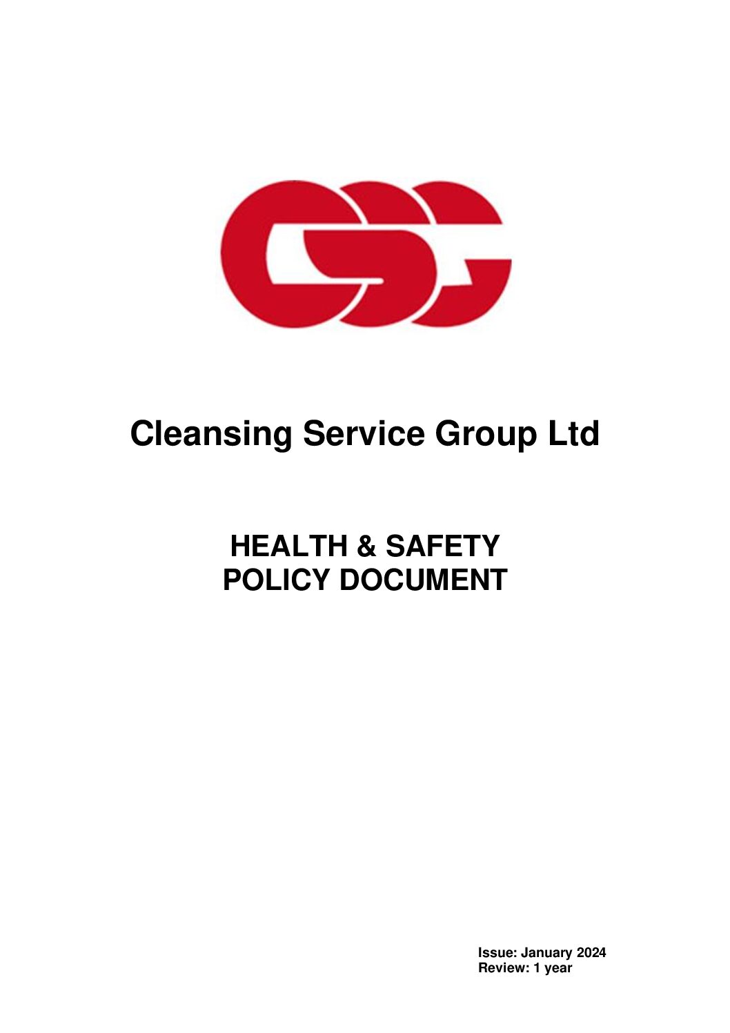 CSG Health and Safety Policy Document Jan 2024 | CSG